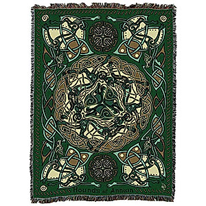 Pure Country Weavers Celtic Hounds Blanket by Jen Delyth - Gift Tapestry Throw Woven from Cotton - Made in The USA (72x54)