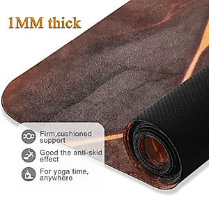 GOODOLD Lava Textures Yoga Mat, 71 x 26 Inch Non-slip Yoga Mats Folding Travel Exercise Mat Indoor Outdoor Gym Pilates with Storage Bag for Women Men
