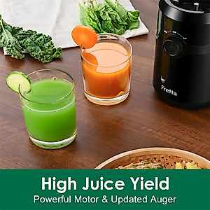 Cold Press Juicer Machines,Fretta Slow Masticating Juicer Machines with 4.25" Large Feed Chute,Fit Whole Fruits & Vegetables Easy Clean Self Feeding,High Juice Yield,BPA Free (Black)