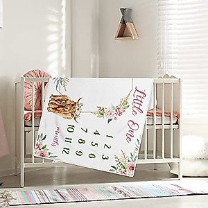 Mixweer Highland Baby Monthly Milestone Soft Blanket for Baby Cow Baby Blankets Newborn Photo Props for Newborn Nursery Baby Decor 40 x 47'' (Flower)