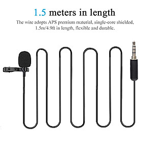 Lavalier Microphone, Professional Grade Omnidirectional Lapel Mic with Easy Clip on System for Recording Interview / Video Conference / Podcast / Voice Dictation / Phone