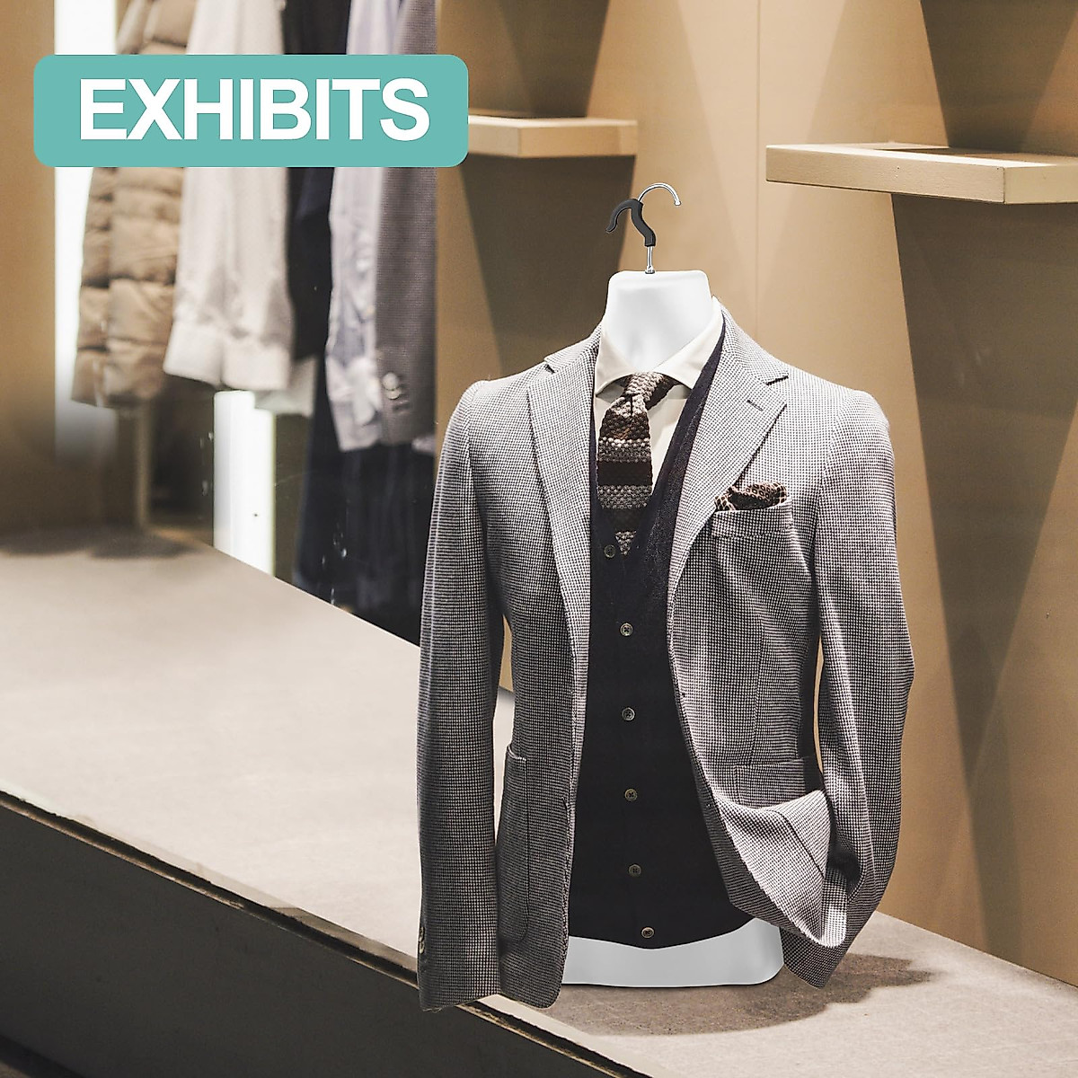 Lallisa 12 Pcs Male Mannequin Torso White Hanging Mannequin Body Torso with Hooks Half Mannequin Body Hollow Back for Sewing Dress and Shirt Display (Classic)