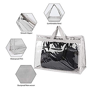 Gcroet 5PCS Handbag Storage,2020 Upgrade Dust Bags For Handbags,Handbag Organizer,Purse Storage Bag,Transparent Handbag Organizer Anti-Dust Bag Storage for Hanging Closet with Zipper and Handle(Grey)