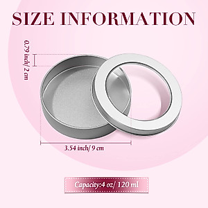 TecUnite 4 oz Metal Tin Cans Round Tin Containers Empty Cans with Clear Top Lid Spice for Kitchen Office Candles Candies and Gifts Holding(48 Pieces)