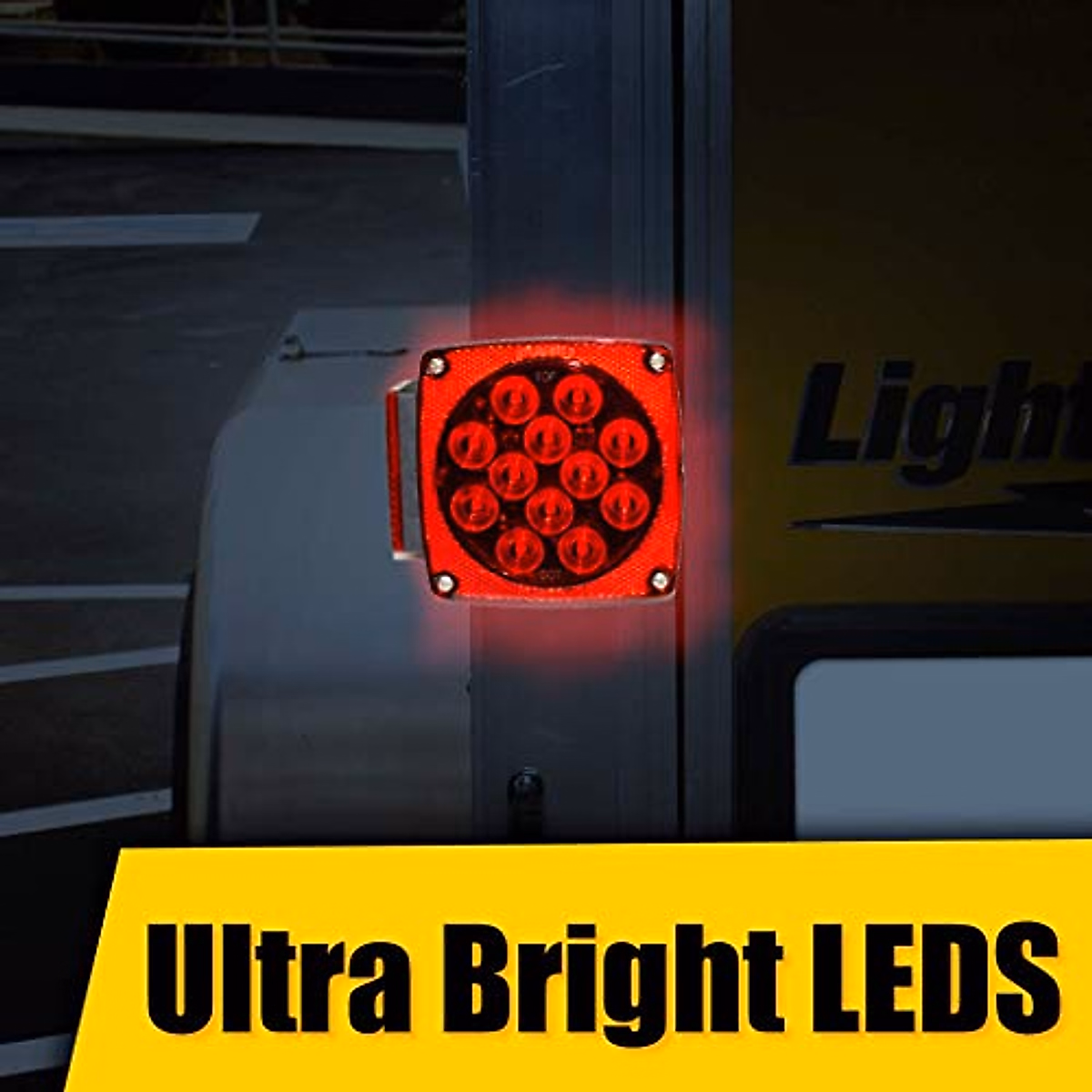 MAXXHAUL 70205 Trailer Light Kit - 12V All LED, Left and Right Waterproof Submersible for Trailers, Boat Trailer Truck Marine Camper RV Snowmobile, Red