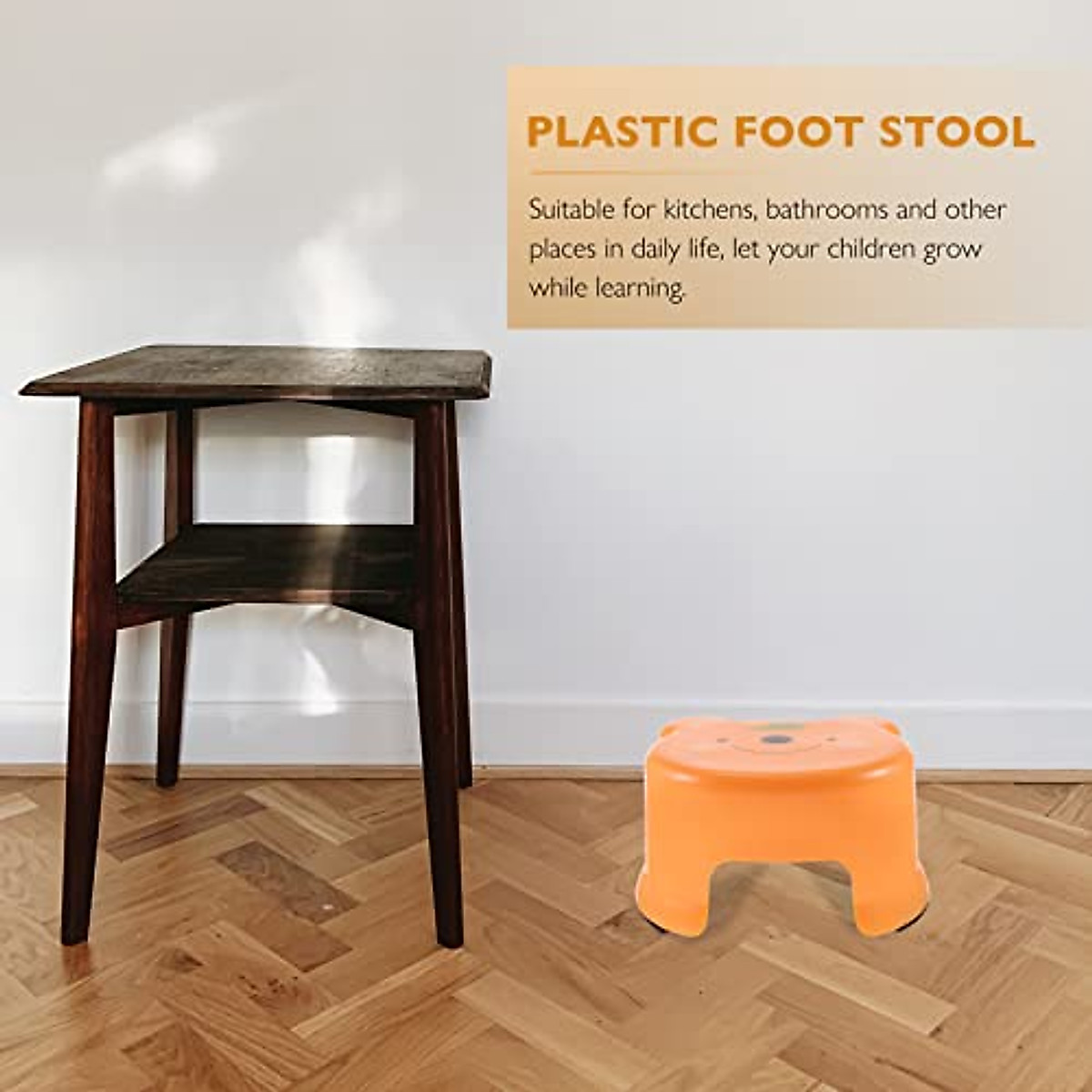 Toddmomy Kids Stools Cartoon Step Stool Toilet Footstool Anti- Skid Foot Stool Bathroom Step Stools Pregnant Stool Helper for Kitchen Bathroom Potty Supplies Orange Plastic Foot Stool