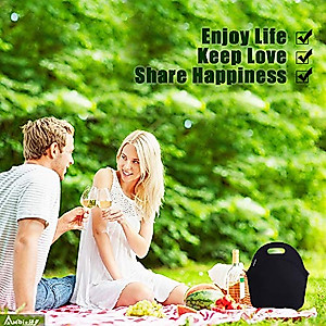 Ambielly Neoprene Lunch Bag/Lunch Box/Lunch Tote/Picnic Bags Insulated Cooler Travel Organizer (Black)