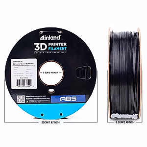 Inland 1.75mm ABS 3D Printer Filament, Dimensional Accuracy +/- 0.03 mm - 1kg Cardboard Spool (2.2 lbs) - Fits Most FDM/FFF Printers - Black