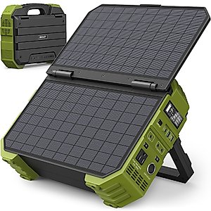 BROWEY Portable Power Station with Built-in Solar Panel, 614WH/192000mAh LiFePO4 Battery Pack, 600W Solar Generator with AC/DC/USB/PD Outputs for Outdoor Camping, RV Travel, Emergency Preparedness