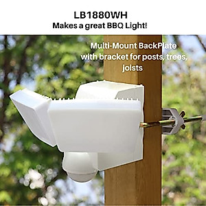 IQ America LB1880WH Motion Security Flood Light, Battery Operated Motion Sensor, 800 Lumen LED, Wall or Eave Soffitt Universal Mount Indoor Outdoor Closet Shed Attic Workshop Garage Grill Light WH