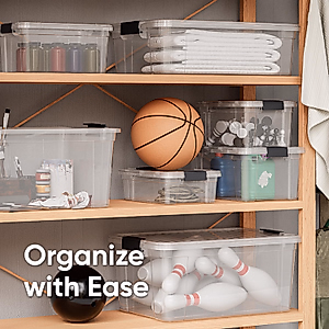 Superio Clear Plastic Storage Bin with Lid, 6 Qt, Non-Toxic, BPA Free, Odor Free, Organizer Storage Box, Stackable Plastic Tote for Home, Garage, School, and Office