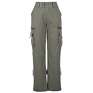 SMIDOW Baggy Parachute Pants for Women Low Rise Wide Leg Cargo Pant Military Army Combat Work Trousers with Pockets