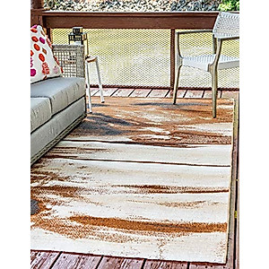 Unique Loom Outdoor Modern Collection Area Rug - Shore (10' x 12' 2" Rectangle, Brown/ Beige)