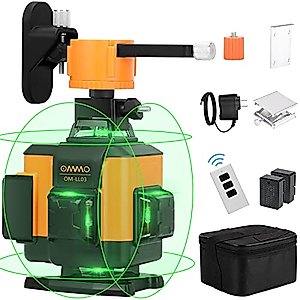 OMMO Laser Level, 16 Lines Green Laser Level Self Leveling Tool, 150ft Cross Line Laser Beam Tool, Two Vertical and Two Horizontal Lines with Wall Bracket/Remote Controller (16 Lines)