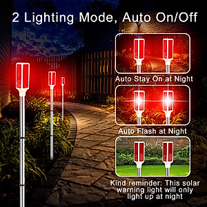 Aolyty Solar Lights Outdoor, Waterproof Driveway Markers Reflective Warning Flash Light with 2 Lighting Modes, LED Solar Light for Parking Lots, Yard, Sidewalk, Road Safety, Stop Sign, 30 Inches
