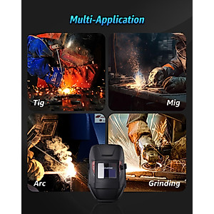 MANUSAGE Auto Darkening Welding Helmet for Men, Welding Hood Auto Darkening Has Dual Power Supply with Solar and Lithium Battery, Welding Mask True Color Shade 9-13 Ideal for Mig Tig ARC (M380SE)