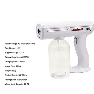 Portable Nano Blue Light Alcohol Atomizer Spray Gun Atomizer Spray Bottle Gun Atomizer Sprayer Nano Sprayer Gun Mist Gun for Cars,Home,Garden 27 OZ