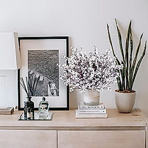 Sggvecsy 15 Pcs Babys Breath Artificial Flowers Gypsophila Bouquets Bulk Real Touch Fake Silk Flowers for Home Wedding DIY Floral Arrangement Kitchen Table Centerpiece Festival Decoration (White)