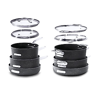 Granitestone 15 Piece Stackmaster Ultra Non stick Cookware Set, Pots and Pans Kitchen Set with Cool Touch Handles, Dishwasher-safe, Oven-safe Cookware Sets 100% PFOA-Free As Seen On TV