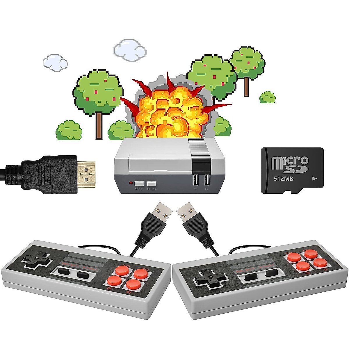 Retro Mini Game Console, with Preloaded 870+ Classic Video Games, HDMI Output, 2 Controllers，Old-School 8-bit System, Gift of Childhood Memories …