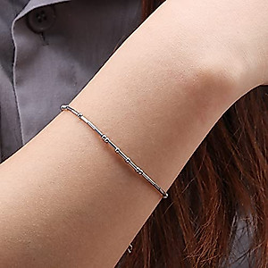 JoycuFF Perseverance Morse Code Bracelets for Women Girls Mother Daughter Friend Inspirational Motivational Encouragement Stianless Steel Jewelry Gifts Silver Bracelet