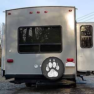 Delerain Dog Paw Print Spare Tire Covers Waterproof Dust-Proof Spare Wheel Cover Universal Fit for, Trailer, RV, SUV, Truck and Many Vehicle (17 Inch for Diameter 31"-33")