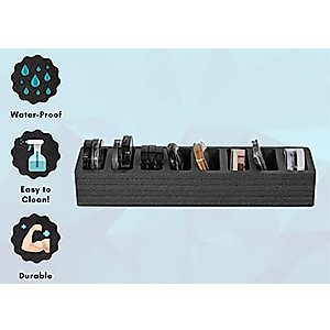 Polar Whale 2 Compact Organizer Stands Premium Durable Black Foam Tray Washable Waterproof Insert Storage for Home Bathroom Bedroom Cosmetic 13.7 x 4.1 x 2 Inches 8 Compartments