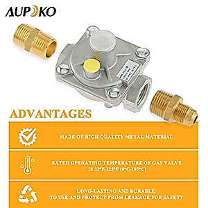 Aupoko 1/2" Natural Gas Pressure Regulator with Sealing Ring, Interchange Pressure Regulator with 1/2" FPT Thread Fits Natural Gas and Liquefied Gas, NG 4" WC Out/LPG 10" WC Out