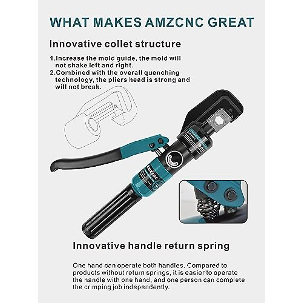 Hand Operated Hydraulic Crimping Tool Range 12 AWG-2/0 AWG for Cable Lugs Hydraulic Crimping Crimper Wire Terminal Lug Tool with 9 Pairs of Dies