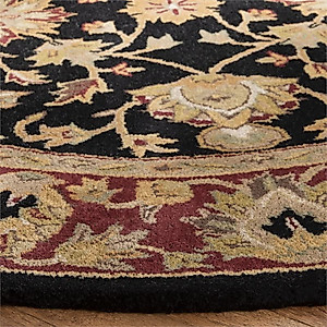 SAFAVIEH Heritage Collection 6' Round Black / Red HG112A Handmade Traditional Oriental Premium Wool Area Rug