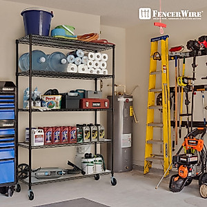 Fencer Wire NSF Commercial Heavy Duty Wire Shelving w/Wheels, Leveling Feet & Liners, Kitchen Storage Shelf, Garage Shelving Storage, Utility Wire Rack Storage Shelves, w/Liner, 36 x 18 x 76 5-Tier