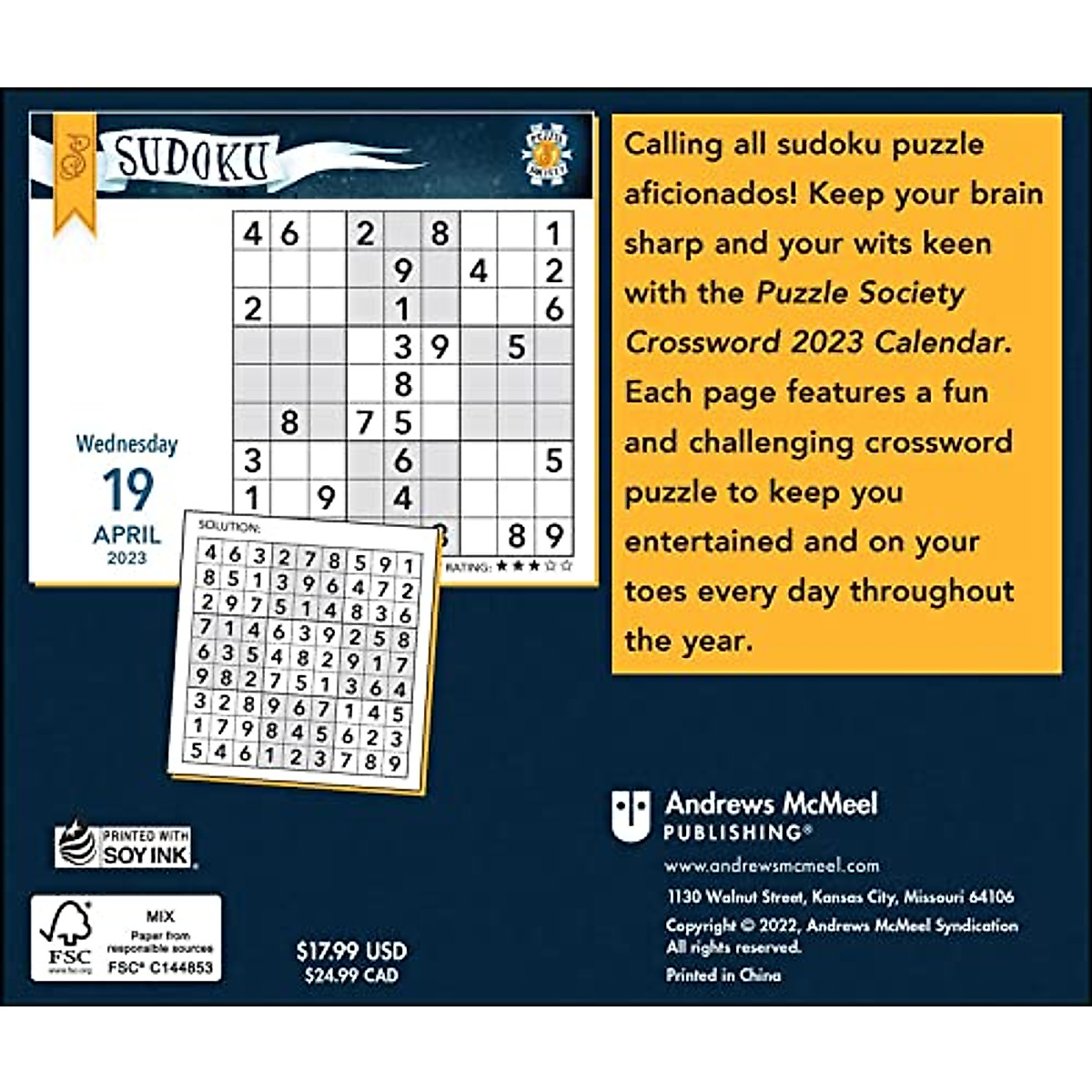 The Puzzle Society Sudoku 2023 Day-to-Day Calendar: Puzzle Your Way Through Each Day