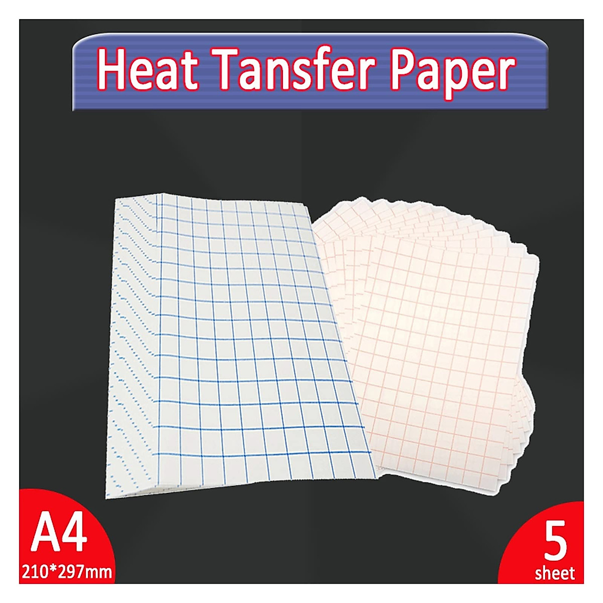 MSEURO 5 Sheets A4 Heat Transfer Paper High Transfer Rate for 100% Cotton Cloth T-Shirt by Inkjet Printer Lucky (Color : 5 Dark A4)