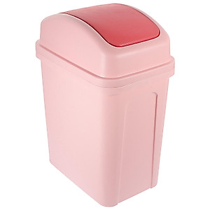 Cabilock Swing Lid Trash Can Round Garbage Bin Large Wastebasket Bucket Container for Bathrooms Powder Rooms Kitchens Office Pink