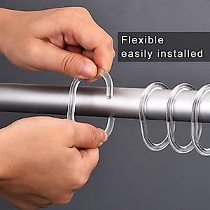 24 Packs Plastic Shower Curtain Rings Hooks for Bathroom Shower Window Rod (Clear)