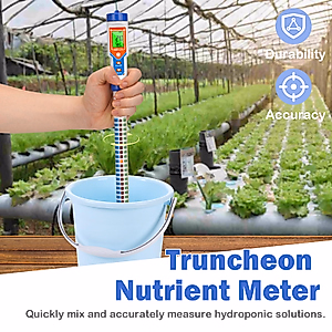 CIZTADA Truncheon Nutrient Meter for Hydroponic Digital Conductivity Tester for Water EC and TDS Meter with EC CF 500ppm 700ppm for Indoor Plant Grow Hydro Reservoir Tank Aeroponic Garden
