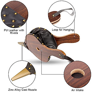 Kerykwan Fireplace Bellows 17"x7.5" Large Wood Air Blower Cast Nozzle for Outdoor Camping BBQ Grill Chimney Hand Bellow Pump Pit Barbeque Fire Tools Accessories with Hanging Strap