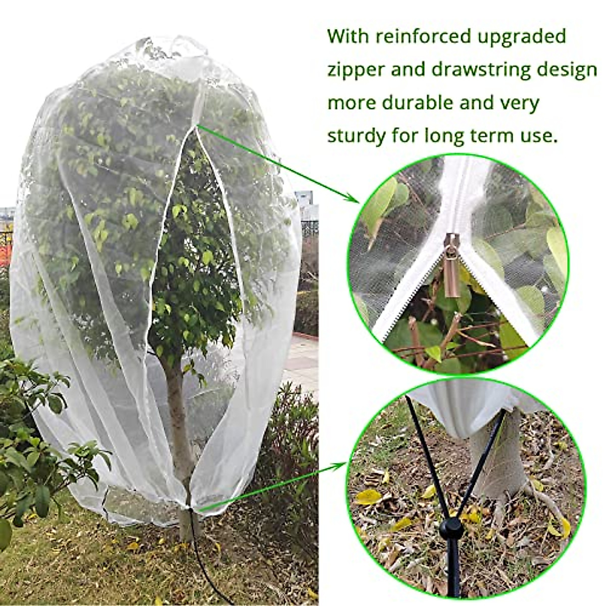 Large 6.6x8.2ft Garden Netting Plant Mulch Netting,with Zipper and Drawstring Garden Netting,Fruit Tree Netting,Protecting Fruits Flower from Birds(6.6ftx8.2ft,1PC)