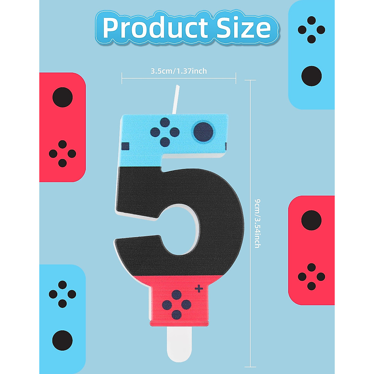 iNINGER Level Birthday Candles,Level 8 Number Birthday Cake Candles,8th boy Birthday Party Decor,Game Controller Gamepad Birthday Candles,Video Game Controller Themed Kids Boy Bday Party Supplies