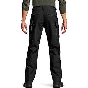 CQR Men's Tactical Pants, Military Combat BDU/ACU Cargo Pants, Water Resistant Ripstop Work Pants, Hiking Outdoor Apparel, Combat Inspired Assault Pants Black, Large