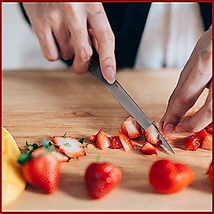 SAKEN 4.5-Inch Paring Knife - High-Carbon German Steel Kitchen Utility Knife with Wooden Handle in Dark Wood Finish - Multipurpose Kitchen Knife Mincing, Slicing, Chopping, and General Cutting Work