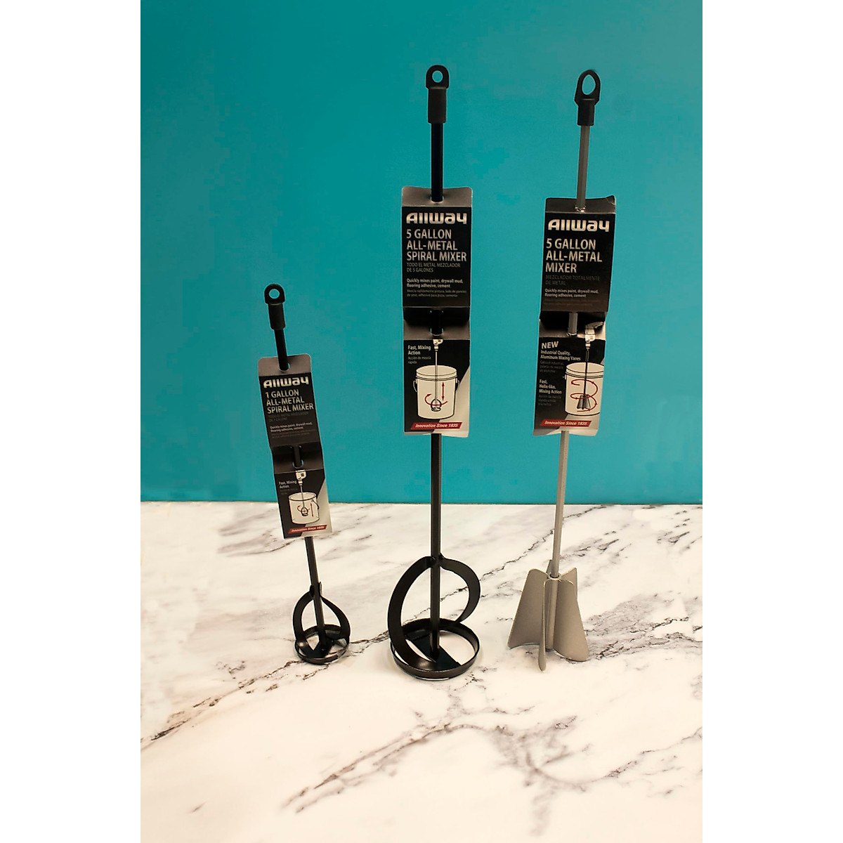 ALLWAY SM5 SM5 All-Steel Spiral Paint & Mud Mixer Drill Attachment for 5-Gallon Containers