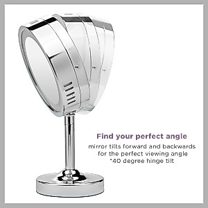 Conair Lighted Makeup Mirror with Magnification, Vanity Mirror, 1X/5X Magnifying Mirror, Double Sided Mirror, Corded in Polished Chrome