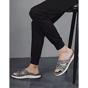 COFACE Mens Sport Recovery Sandals Plantar Fasciitis Soft Cushion Lightweight Orthotic Slides for Men Brown Size 7