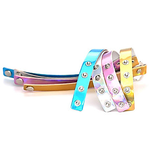 Jurxy 3PCS Heart Choker Necklace PU Leather Goth Choker Collar with Heart Punk Fluorescence Collar Adjustable Size – Blue White Pink