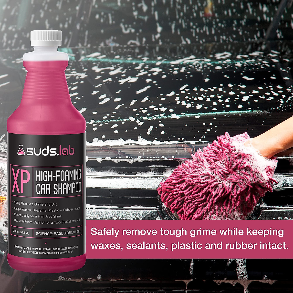 Suds Lab XP High Foaming Exterior Car Wash Shampoo, Effectively Removes Dirt and Grime, Use with Foam Cannon or Bucket Wash, 64 oz