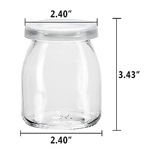 Encheng 7 oz Clear Glass Jars With Lids,Glass Yogurt Container With Lids(PE),Replacement Glass Pudding Jars Yogurt Jars,Glass Container With Twine n Tag For Milk,Jams,Jelly,Mousse,Dishwaresafe 20 Pack
