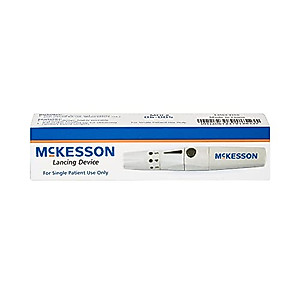 McKesson Lancing Device, Adjustable Depth Lancet, Push Button Activation, Multiple Depth Settings, 1 Count, 1 Pack