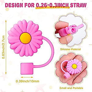 16 Pieces Reusable Drinking Straw Tips Lids Anti-dust Silicone Straw Caps for 7-8 mm Straws Airtight Seal Splash Proof Straw Tips Covers (Flower Animal Style)