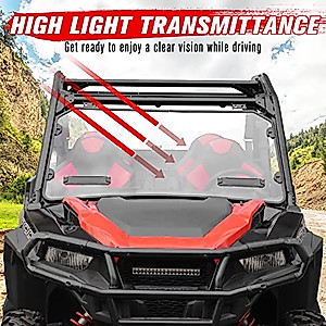 A & UTV PRO Front Full Windshield for Polaris General 1000 /General 4 1000 /XP 1000 /XP 4 1000 2016-2023, Clear Tough Hard Coated Poly Vented Window Accessories, Replace OEM # ‎2884337